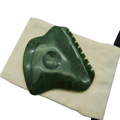 China Customized Logo Green Nephrite Jade Anti Cellulite Guasha Scraper for Facial Skincare for sale