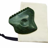 China Customized Logo Green Nephrite Jade Anti Cellulite Guasha Scraper for Facial Skincare for sale
