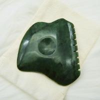 China Customized Logo Green Nephrite Jade Anti Cellulite Guasha Scraper for Facial Skincare for sale