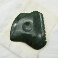 China Customized Logo Green Nephrite Jade Anti Cellulite Guasha Scraper for Facial Skincare for sale