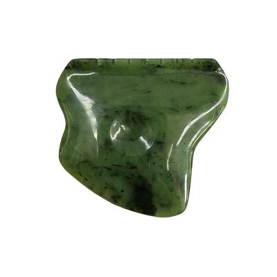 China Body Massager Green Nephrite Jade Gua Sha Scraping Massage Tool for Facial Tension Release and Self Help for sale
