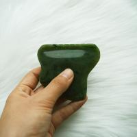 China Body Massager Green Nephrite Jade Gua Sha Scraping Massage Tool for Facial Tension Release and Self Help for sale