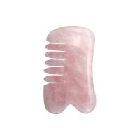 China Craft Hand Made Natural Rose Quartz Gua Sha Scraping Massage Comb Hair Guashsa for Heads Massage Mode No abkgs-030 for sale