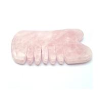 China Craft Hand Made Natural Rose Quartz Gua Sha Scraping Massage Comb Hair Guashsa for Heads Massage Mode No abkgs-030 for sale