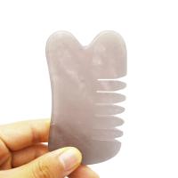 China Craft Hand Made Natural Rose Quartz Gua Sha Scraping Massage Comb Hair Guashsa for Heads Massage Mode No abkgs-030 for sale