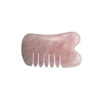 China Craft Hand Made Natural Rose Quartz Gua Sha Scraping Massage Comb Hair Guashsa for Heads Massage Mode No abkgs-030 for sale
