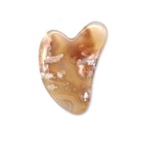 China Body Massager Natural Heart Shape Cherry Blossom Agate Gua Sha Board Care Guasha Massage Tool with Custom Logo for sale