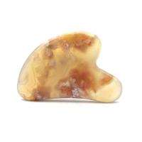 China Body Massager Natural Heart Shape Cherry Blossom Agate Gua Sha Board Care Guasha Massage Tool with Custom Logo for sale