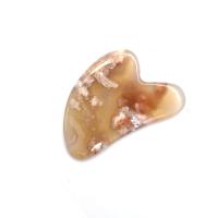 China Body Massager Natural Heart Shape Cherry Blossom Agate Gua Sha Board Care Guasha Massage Tool with Custom Logo for sale
