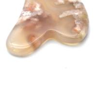 China Body Massager Natural Heart Shape Cherry Blossom Agate Gua Sha Board Care Guasha Massage Tool with Custom Logo for sale