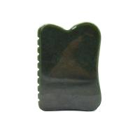 China Self Help Massage Tool 200g Natural Dark Green Nephrite Gua Sha Stone Board for Customized Body Massage for sale