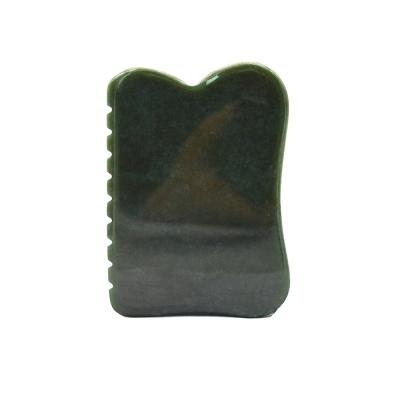 China Self Help Massage Tool 200g Natural Dark Green Nephrite Gua Sha Stone Board for Customized Body Massage for sale