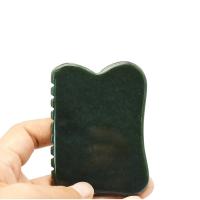 China Self Help Massage Tool 200g Natural Dark Green Nephrite Gua Sha Stone Board for Customized Body Massage for sale