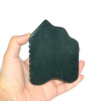 China Dark Green Nephrite Facial Jade Stone Guasha Massager Board for Facial Blood Circulation for sale