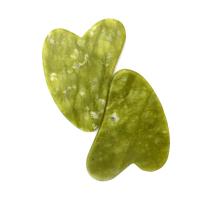 China Green 7.6cm*5.5cm*0.2cm Xiuyan Jade Heart Shape Facial Jade Guasha Massager Board Gua Sha Massage Tool For Health Care for sale