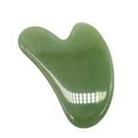 China Body Massager Accessory Heart Shape Gua Sha Board made of Natural Aventurine Jade in Green for sale