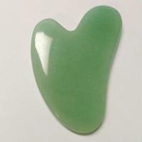 China Body Massager Accessory Heart Shape Gua Sha Board made of Natural Aventurine Jade in Green for sale