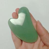 China Body Massager Accessory Heart Shape Gua Sha Board made of Natural Aventurine Jade in Green for sale