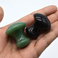 China Mushroom Shaped Gua Sha Massage Stone Handcrafted Green Aventurine Tool for Face Rejuvenation for sale