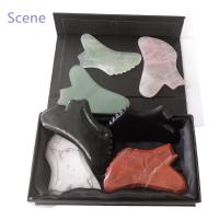 China Gemstone Customized Rose Quartz Red Jasper Howlite Guasha Jade Gua Sha Facial Scraping Massage Tool with Timing Control for sale