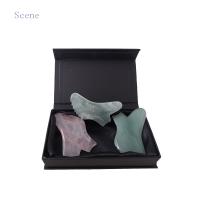 China Gemstone Customized Rose Quartz Red Jasper Howlite Guasha Jade Gua Sha Facial Scraping Massage Tool with Timing Control for sale