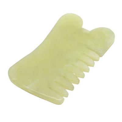 China Xiuyan Jade Guasha Massage Comb Gua Sha Scarping Facial Tools with Infrared Physiotherapy Function 88*50*4mm for sale