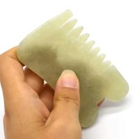 China Xiuyan Jade Guasha Massage Comb Gua Sha Scarping Facial Tools with Infrared Physiotherapy Function 88*50*4mm for sale