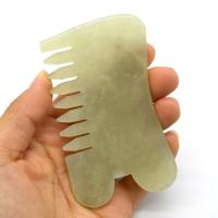 China Xiuyan Jade Guasha Massage Comb Gua Sha Scarping Facial Tools with Infrared Physiotherapy Function 88*50*4mm for sale