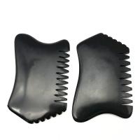 China Black Facial Massager Bian Stone Gua Sha Scraping Massage Tools Natural Jade Stone Customized Logo Body Massager for sale