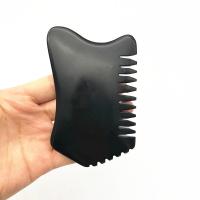China Black Facial Massager Bian Stone Gua Sha Scraping Massage Tools Natural Jade Stone Customized Logo Body Massager for sale