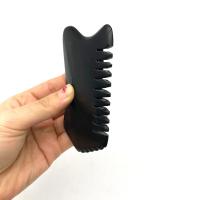 China Black Facial Massager Bian Stone Gua Sha Scraping Massage Tools Natural Jade Stone Customized Logo Body Massager for sale