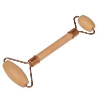 China Wood Handle Double Roller Guasha Facial Massage with Face Massage Natural Jade Gua Sha Roller for sale