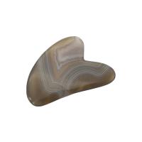 China 8*5*0.4cm Traditional Scraper Shape Guasha Board for Facial Massage Tool Grey Color Heart Agate Gua Sha Acupuncture Therapy for sale