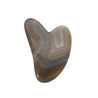 China 8*5*0.4cm Traditional Scraper Shape Guasha Board for Facial Massage Tool Grey Color Heart Agate Gua Sha Acupuncture Therapy for sale