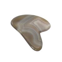 China 8*5*0.4cm Traditional Scraper Shape Guasha Board for Facial Massage Tool Grey Color Heart Agate Gua Sha Acupuncture Therapy for sale