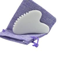 China Health Care Therapy Tool Body Guasha Massager with Heart Shape Natural White Jade for sale