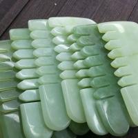 China Handheld Abarke Natural Jade Stone Gua Sha Face Massage Hair Comb with Six Tooth Head Massager for sale
