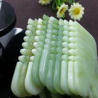 China Handheld Abarke Natural Jade Stone Gua Sha Face Massage Hair Comb with Six Tooth Head Massager for sale