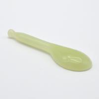 China Body Care Xiuyan Jade Gua Sha Massage Tool Green Spoon-shape Guasha Scarping Tool for Health and Wellness for sale
