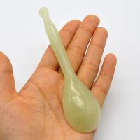 China Body Care Xiuyan Jade Gua Sha Massage Tool Green Spoon-shape Guasha Scarping Tool for Health and Wellness for sale
