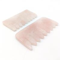 China Customized Logo Availabled Head Massage Comb Gua Sha Tools for Beauty 2024 Natural Roase Quartz for sale
