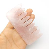 China Customized Logo Availabled Head Massage Comb Gua Sha Tools for Beauty 2024 Natural Roase Quartz for sale