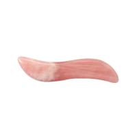 China Polished Rose Quartz Gua Sha Massage Stick 110mm Length for Facial Eye and Acupuncture Point Treatment for sale