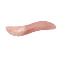 China Polished Rose Quartz Gua Sha Massage Stick 110mm Length for Facial Eye and Acupuncture Point Treatment for sale
