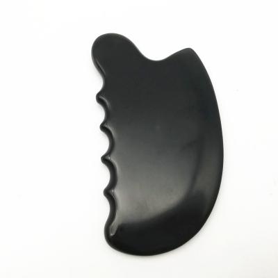 China OEM ODM Natural Black Therapy Bian Stone Guasha Tools Scrapting Massage Gua Sha For Body 11.5*6*0.8cm for sale