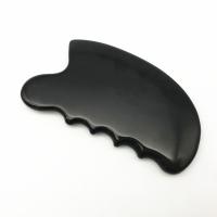 China OEM ODM Natural Black Therapy Bian Stone Guasha Tools Scrapting Massage Gua Sha For Body 11.5*6*0.8cm for sale