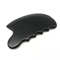 China OEM ODM Natural Black Therapy Bian Stone Guasha Tools Scrapting Massage Gua Sha For Body 11.5*6*0.8cm for sale