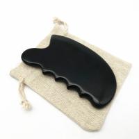 China OEM ODM Natural Black Therapy Bian Stone Guasha Tools Scrapting Massage Gua Sha For Body 11.5*6*0.8cm for sale