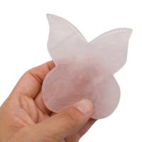 China Self Beauty Instrument 90mm Pink Butterfly Guasha Board with Gemstone Rose Quartz Gua Sha for sale