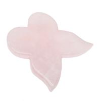 China Self Beauty Instrument 90mm Pink Butterfly Guasha Board with Gemstone Rose Quartz Gua Sha for sale